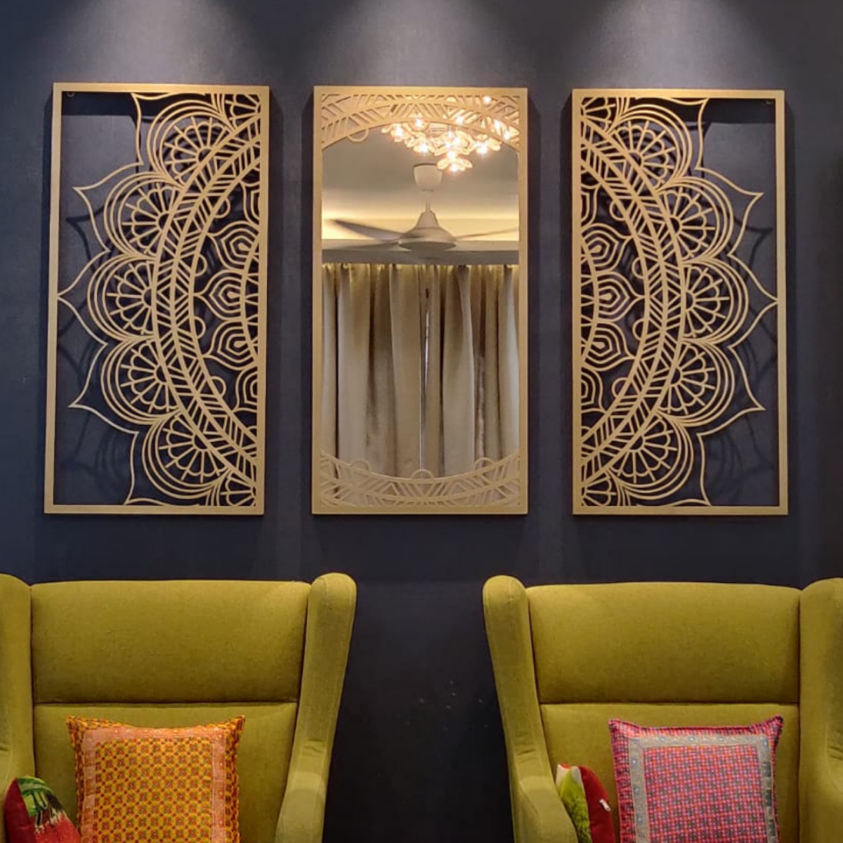 Mandala Art with Mirror ( Set of 3) - DesignmintDecor