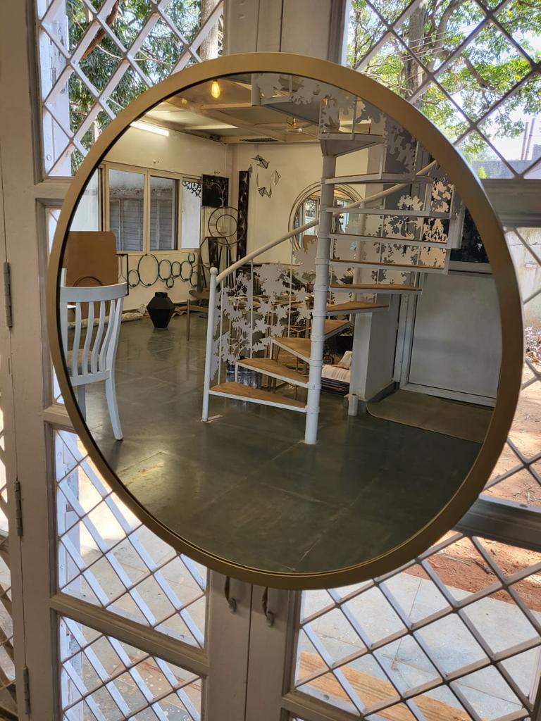 Theia Round Mirror 4 feet diameter in gold - DesignmintDecor