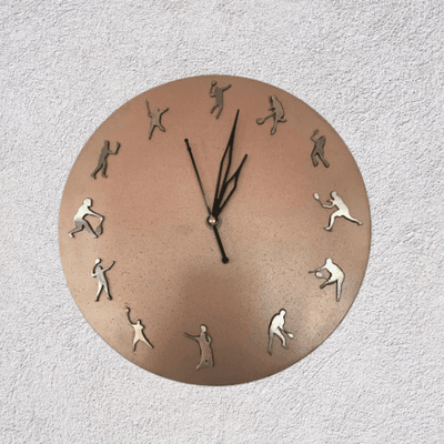 Badminton Sports Wall Clock in Rose Gold Metal - DesignmintDecor